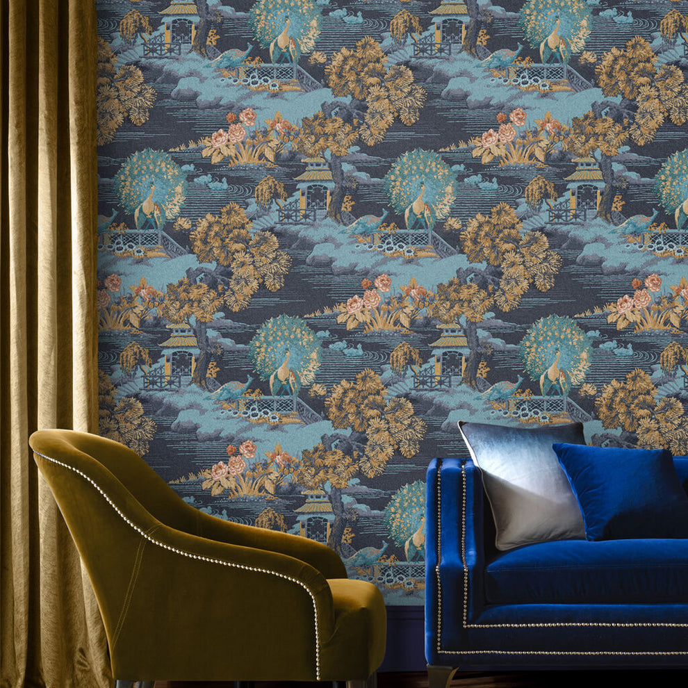 Edo Wallpaper - Navy – Lionheart Wallpaper
