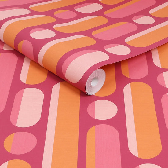 Morse Wallpaper - Tangerine & Raspberry – Lionheart Wallpaper