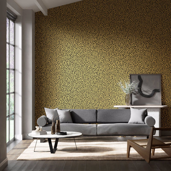 Harlequin Melodic Wallpaper in Gold/Black Earth - HQN2112829 ...