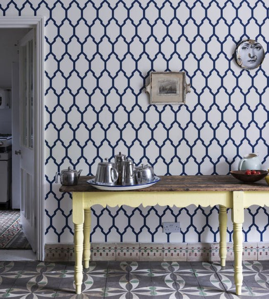 Tessella Wallpaper - Blue - 3604 - Farrow & Ball – Lionheart Wallpaper